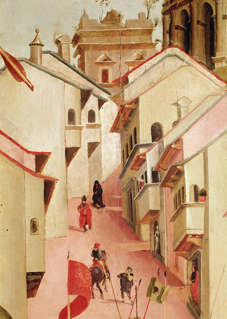 Das Martyrium des Heiligen Sebastian, Detail der Stadt (Detail)